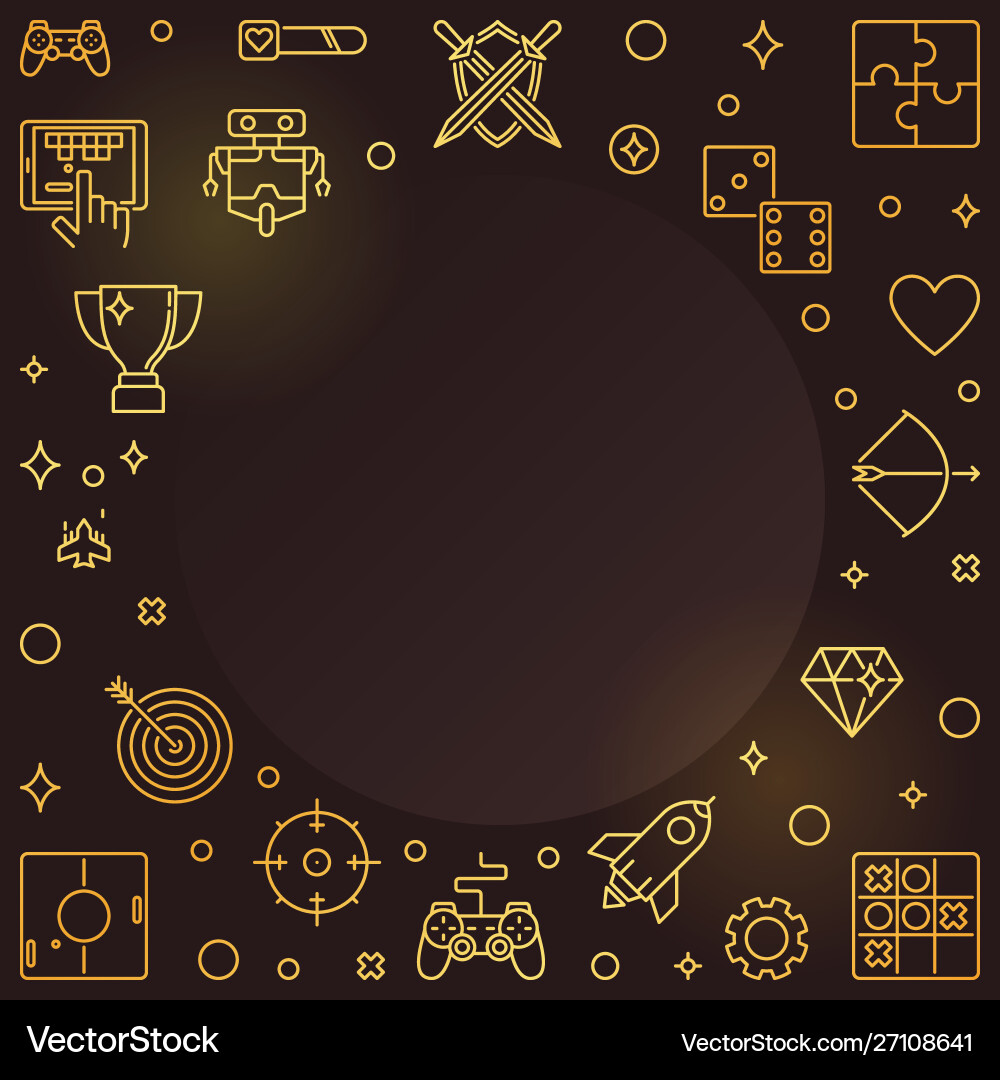 Gamer concept golden outline frame or Royalty Free Vector