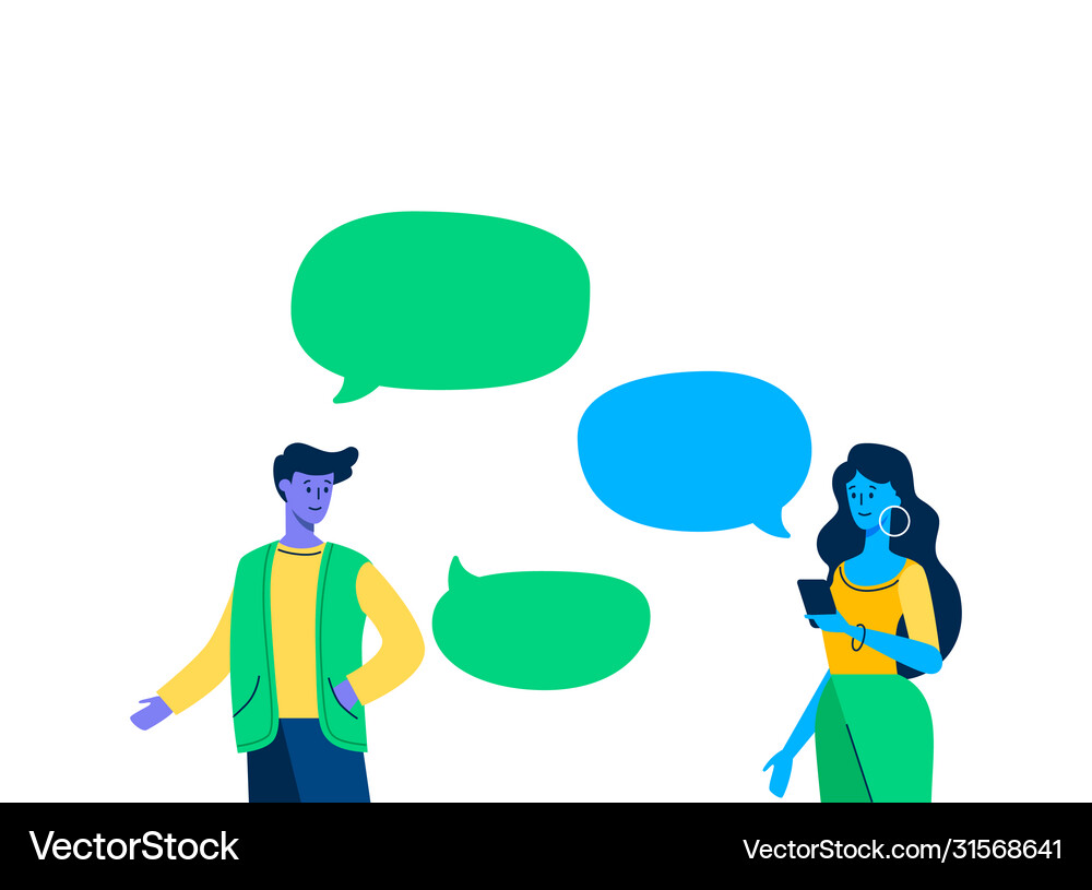Girl dialog chat messenger with guy on date Vector Image
