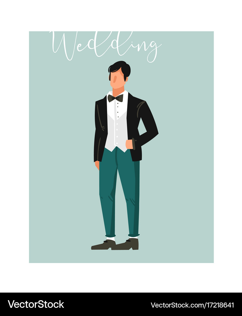 Hand drawn abstract cartoon wedding groom Vector Image