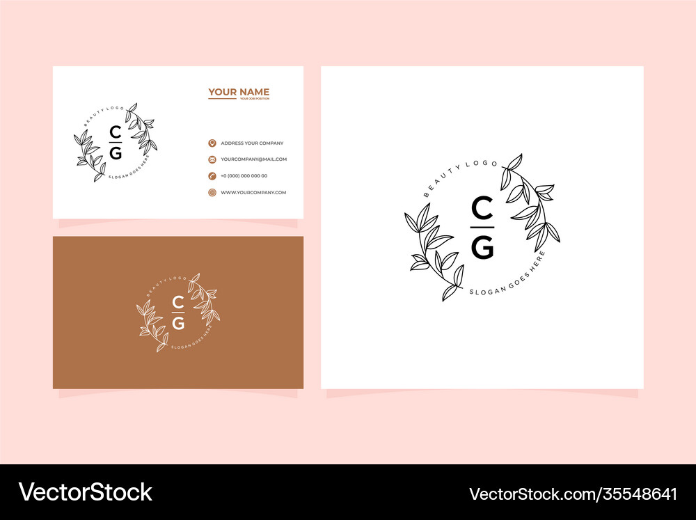 Initial cg letters beautiful floral feminine Vector Image