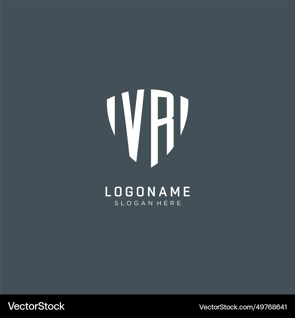 Initials vr logo shield guard shape creative logo Vector Image