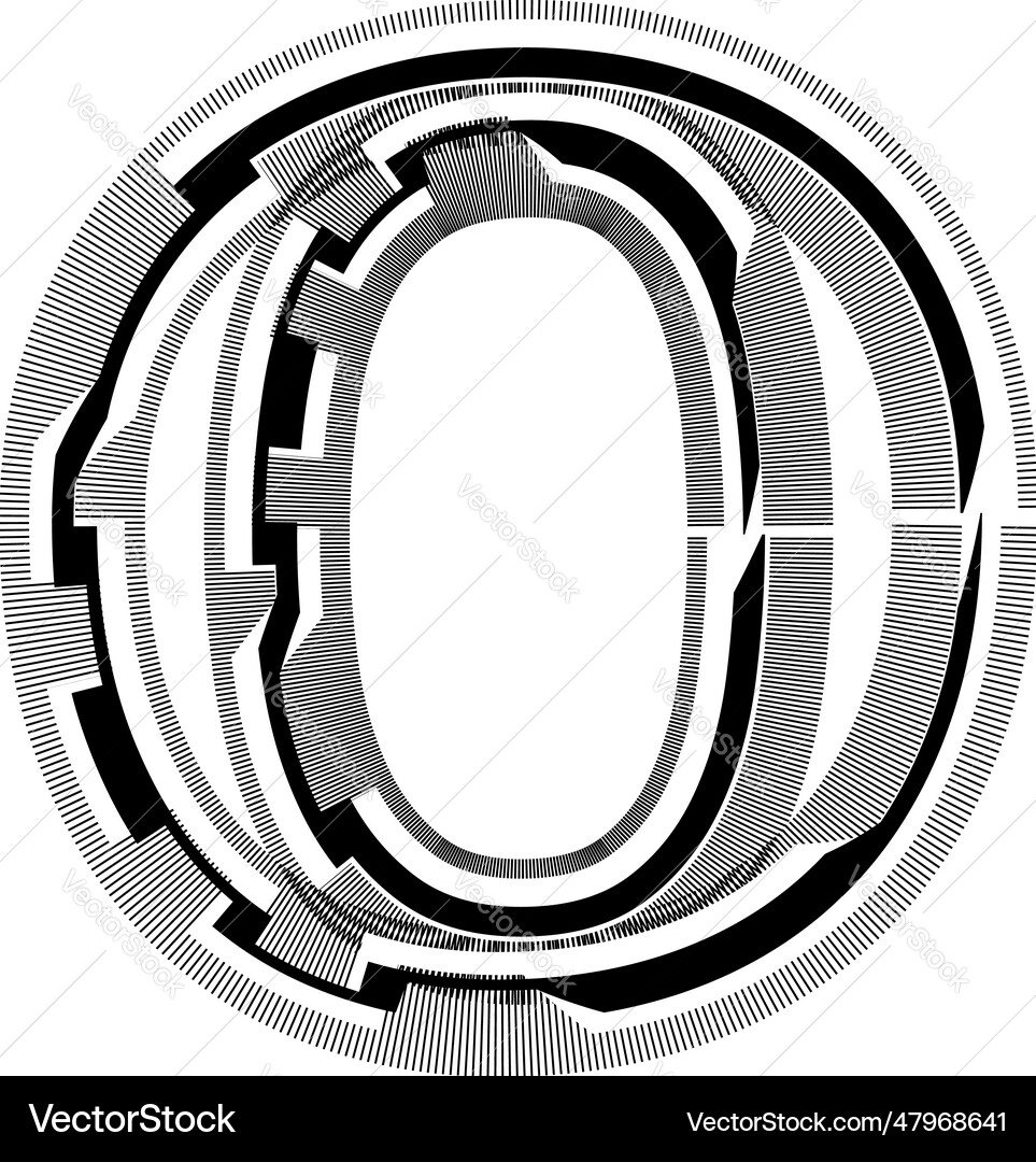 Modern abstract striped design with lines letter o