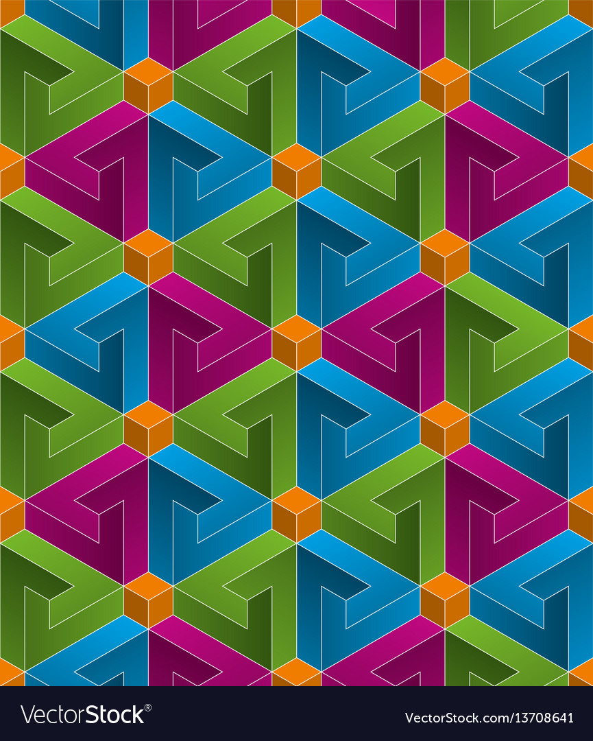 Multicolor isometric seamless pattern Royalty Free Vector