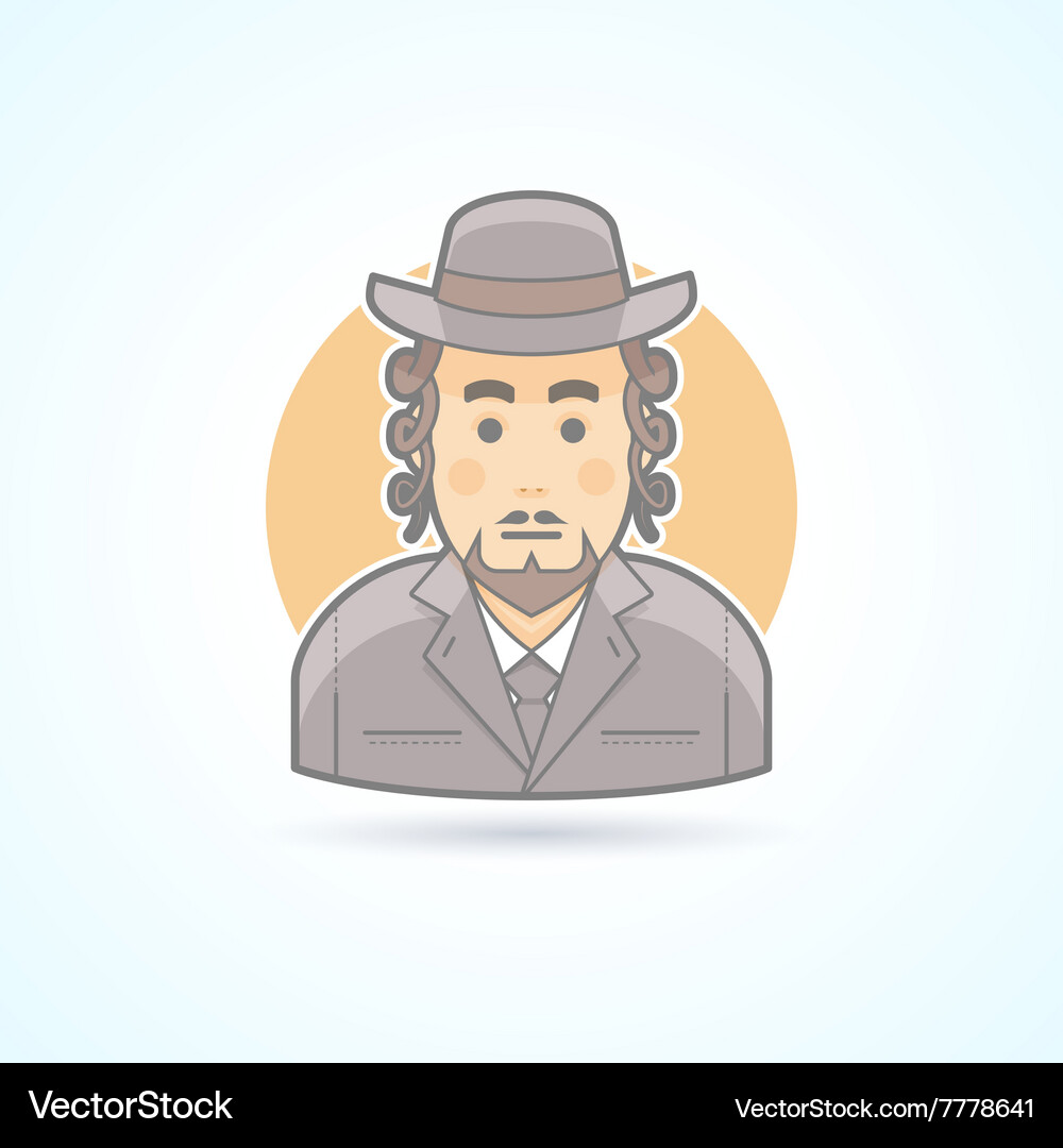 Native orthodox jewish man icon Royalty Free Vector Image