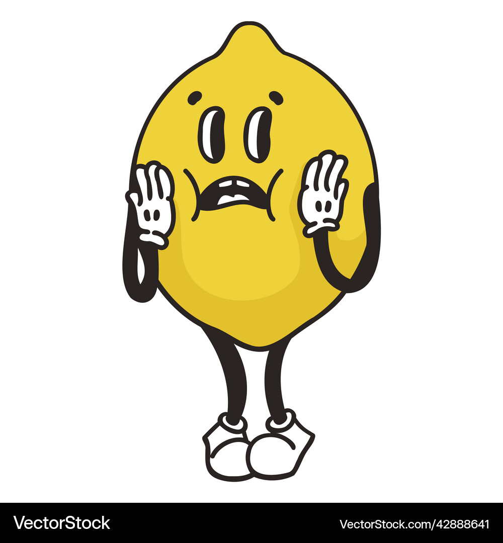 Retro cartoon lemon character high quality Vector Image