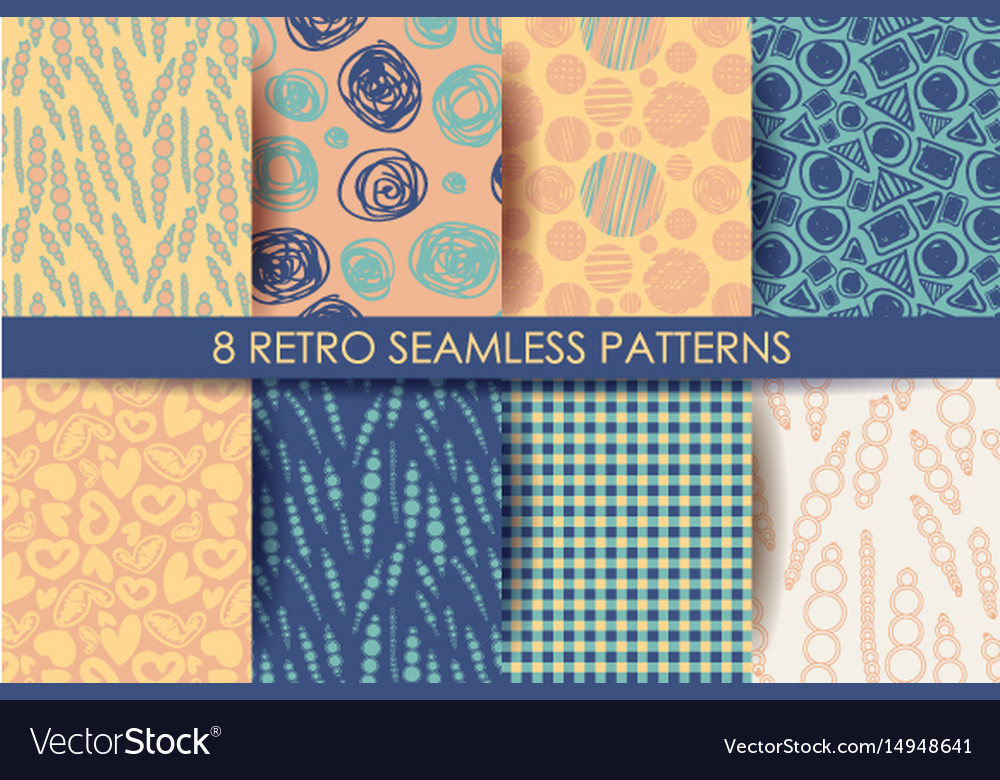 Retro different seamless patterns Royalty Free Vector Image
