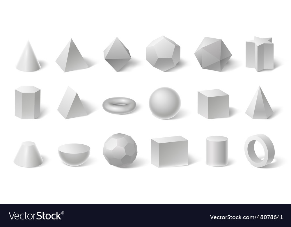 White geometric 3d shapes geometry form Royalty Free Vector