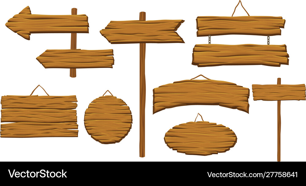 Wooden indicators set rustic road sign Royalty Free Vector