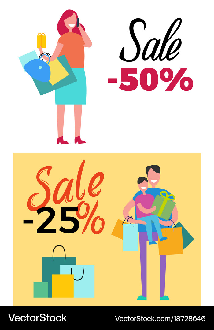 50 sale and -25 Royalty Free Vector Image - VectorStock