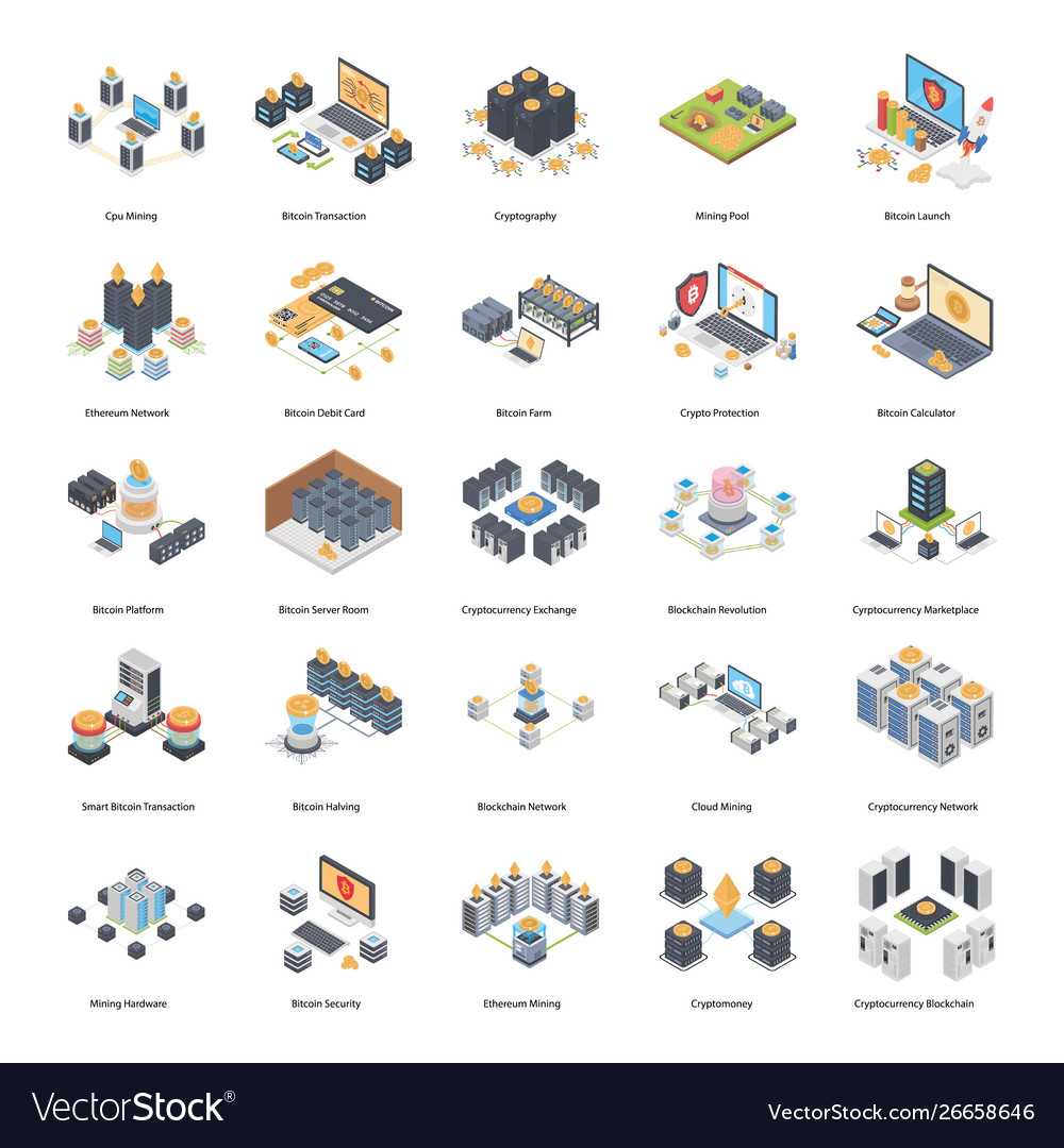 Blockchain isometric Royalty Free Vector Image