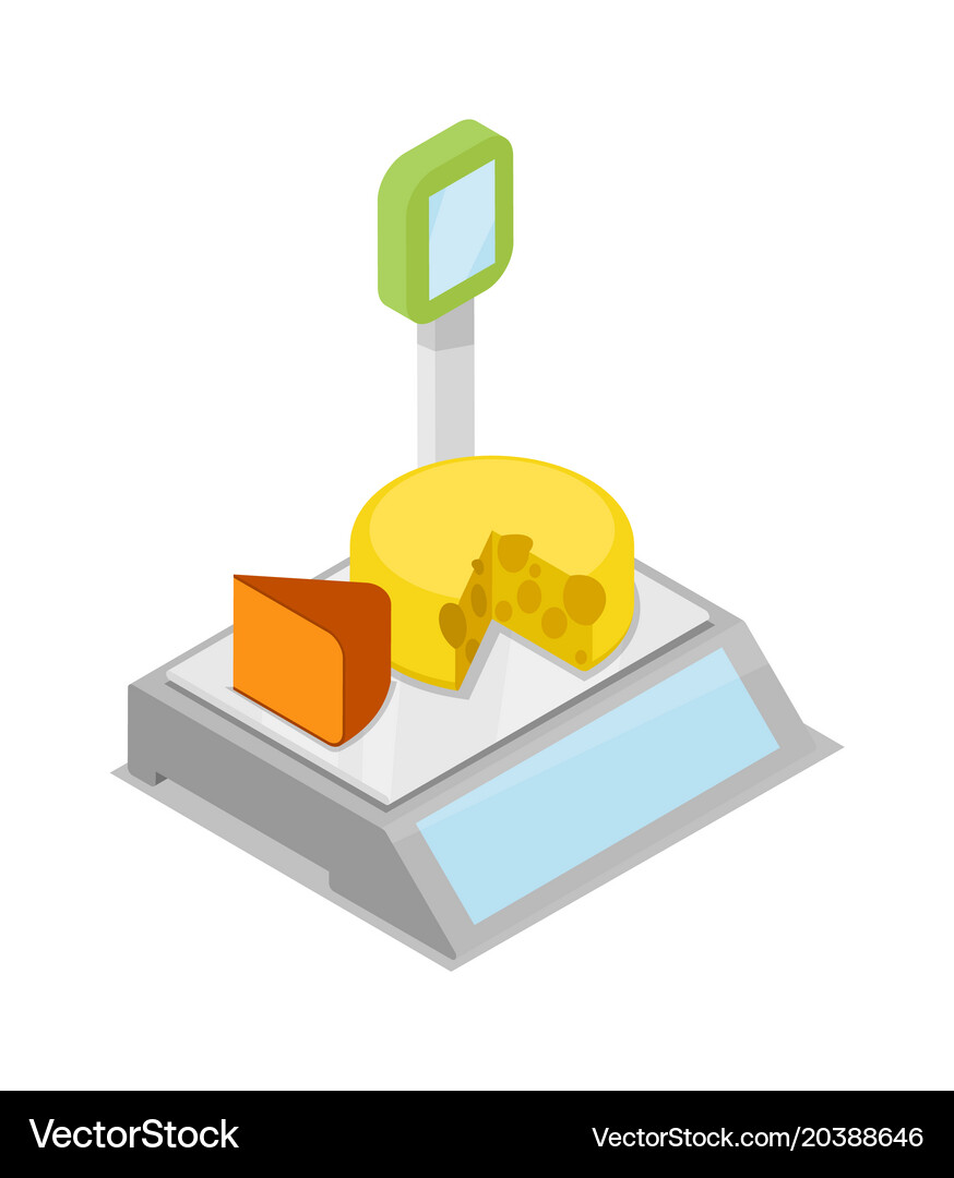 Electronic scales with products isometric 3d icon Vector Image