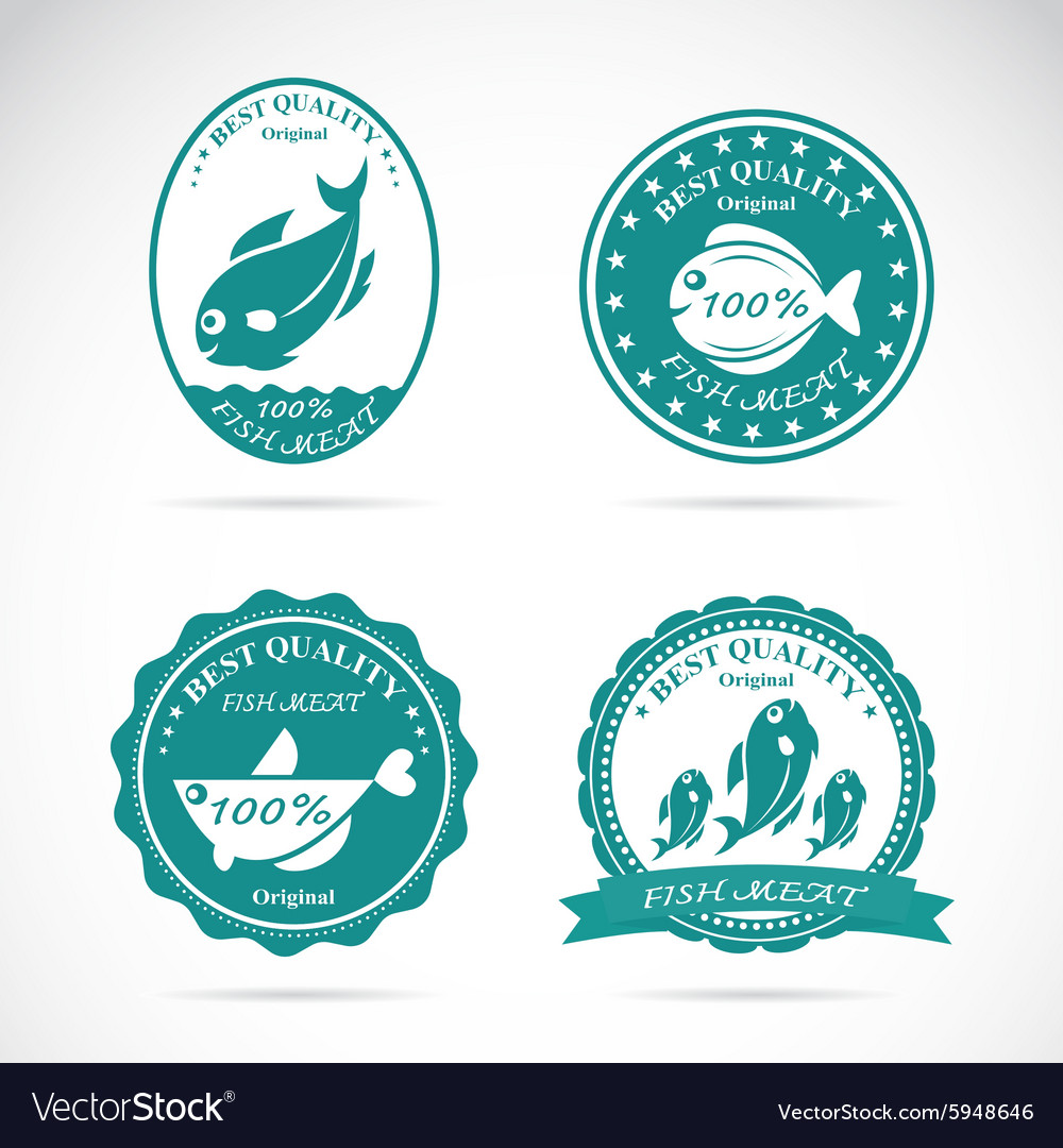 Fish labels Royalty Free Vector Image - VectorStock