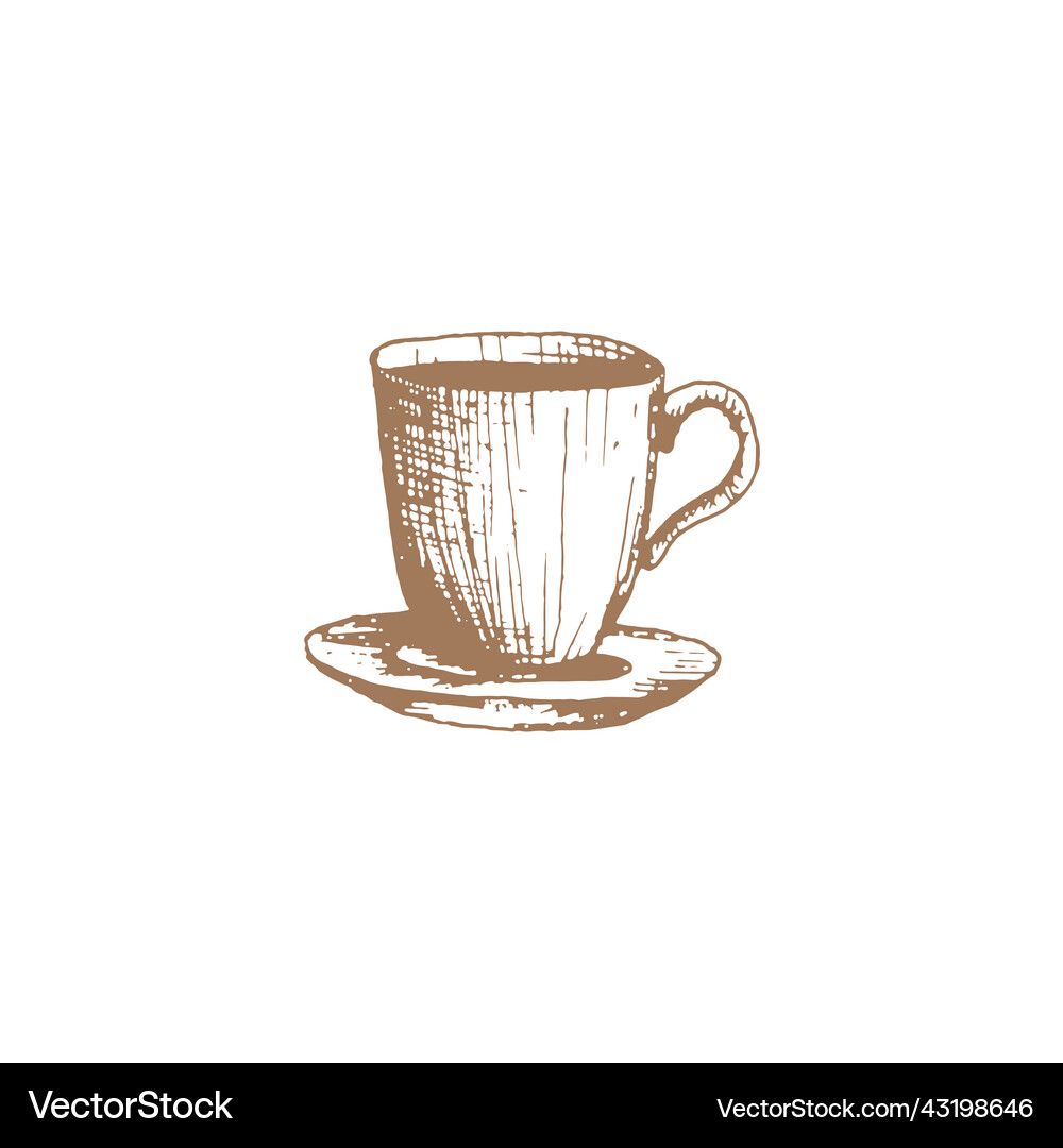 Hand drawn vintage coffee and cup a cup Royalty Free Vector