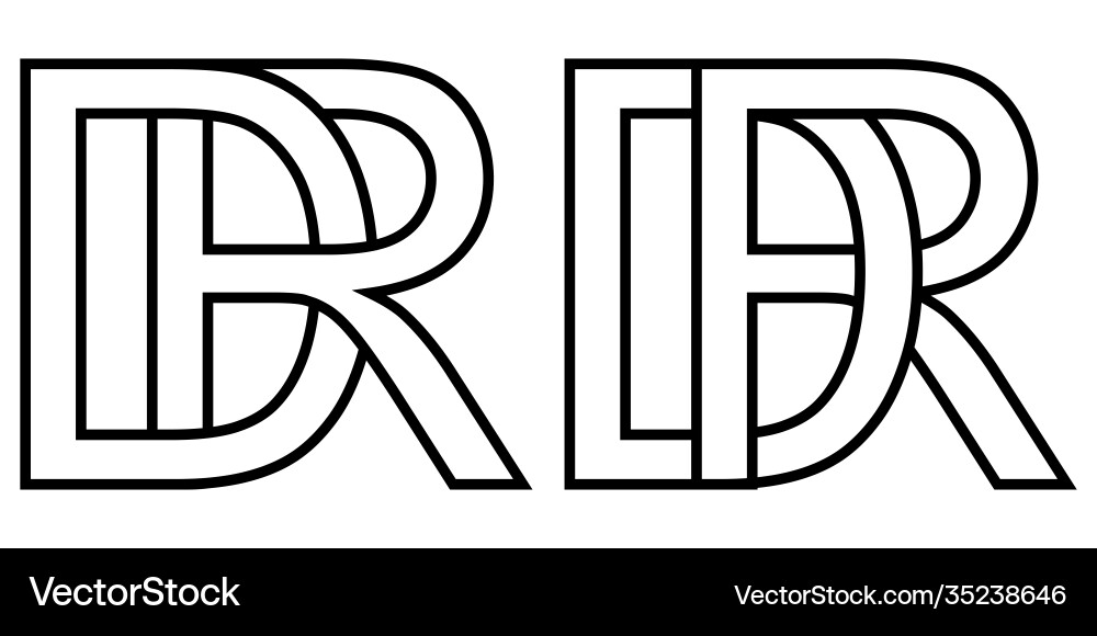 Logo rd dr icon sign two interlaced letters r d Vector Image