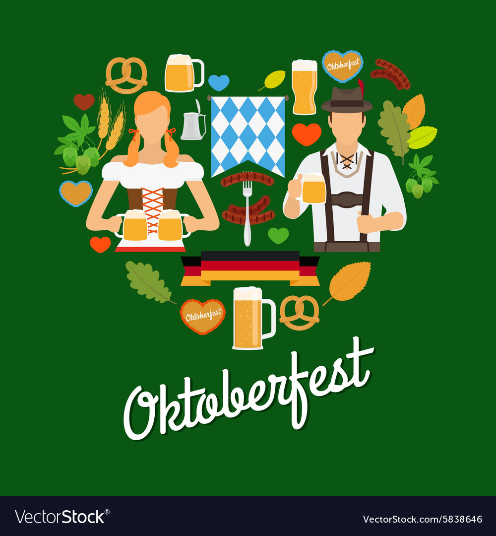 Oktoberfest flat elements Royalty Free Vector Image