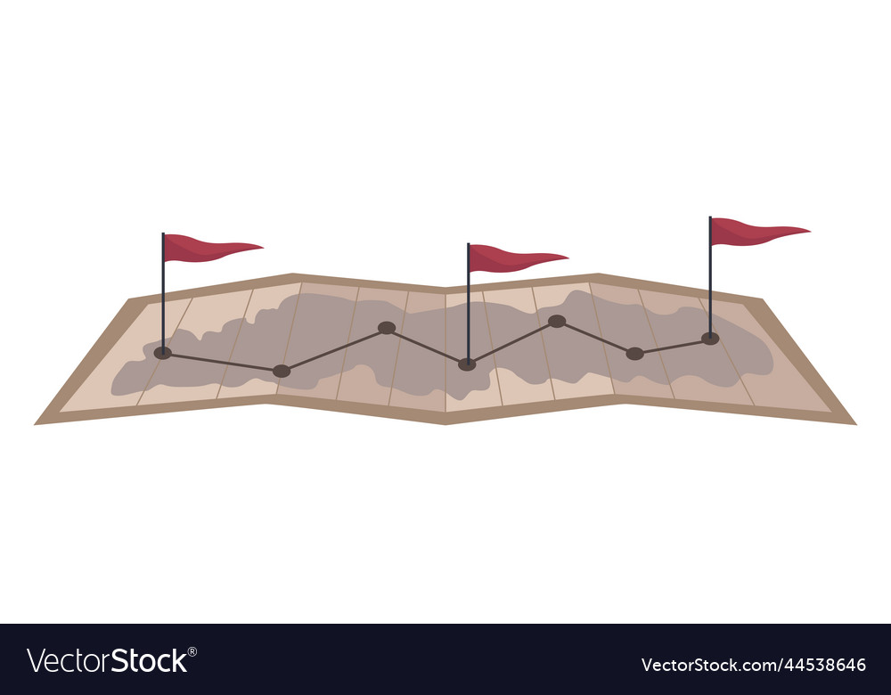 Paper map with flags marks Royalty Free Vector Image