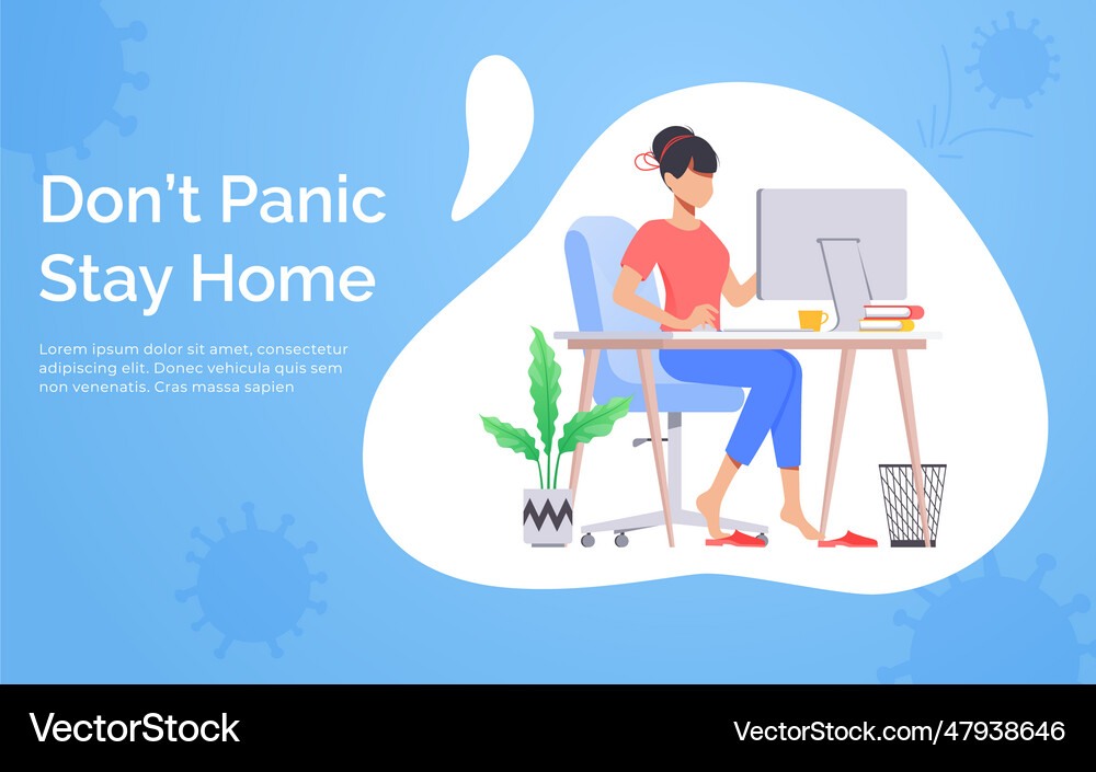 Quarantine and self isolation concept a girl work Vector Image