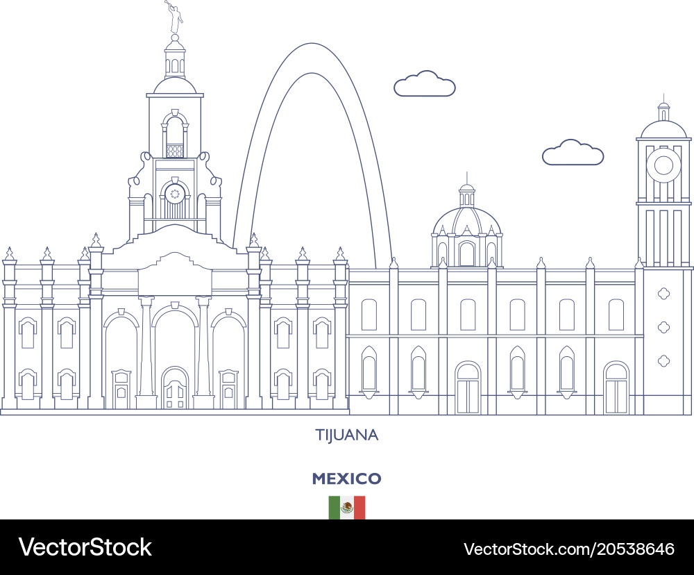 Tijuana city skyline Royalty Free Vector Image