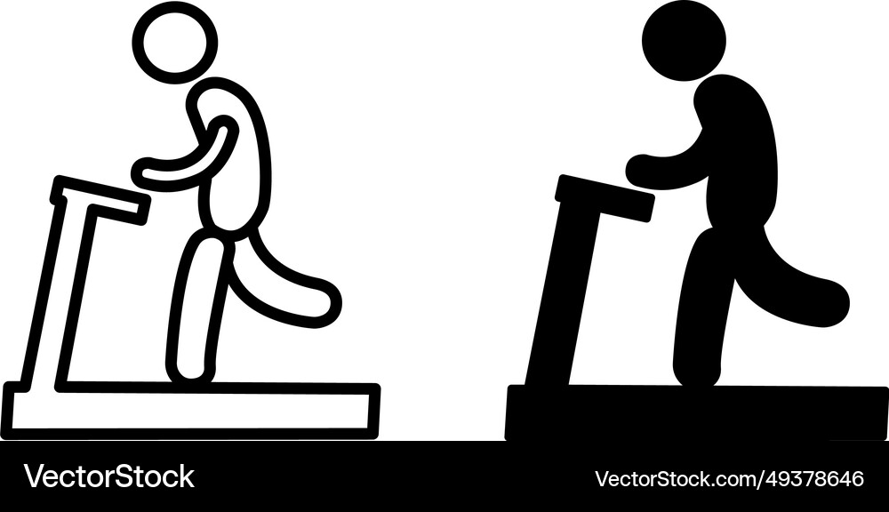 Treadmill workout icons black and white Royalty Free Vector