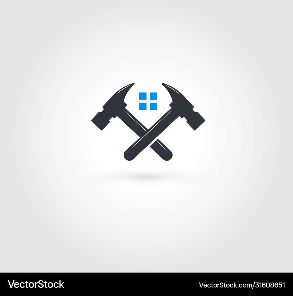 Crossed hammers logo home repairs emblem fixing Vector Image