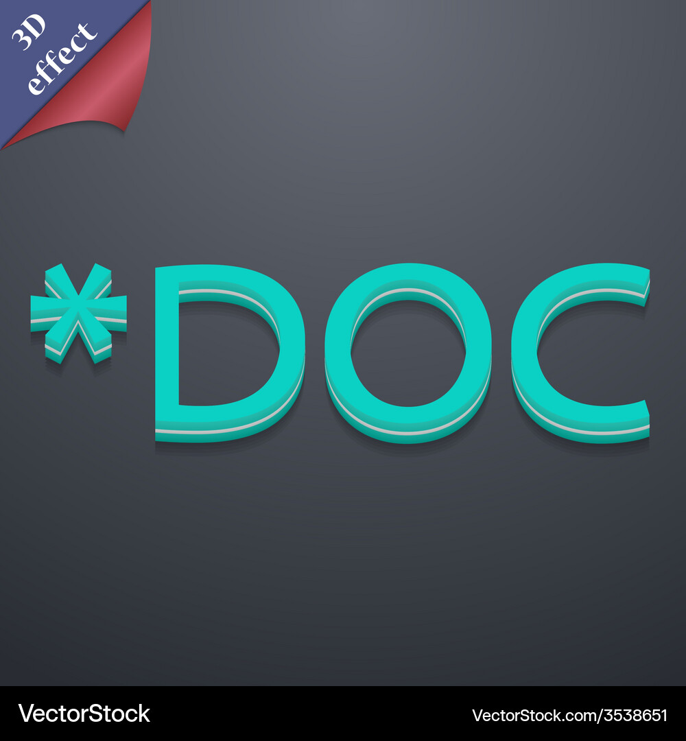 Doc file extension icon symbol 3d style trendy Vector Image