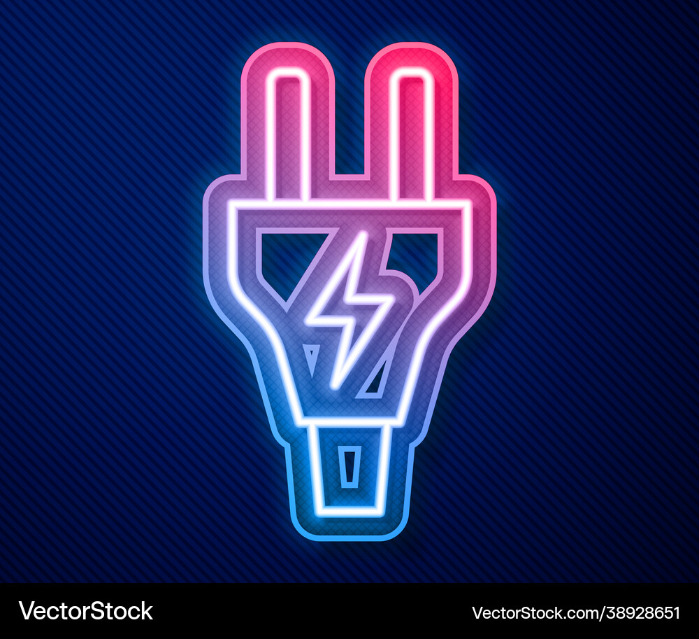 Glowing neon line electric plug icon isolated Vector Image