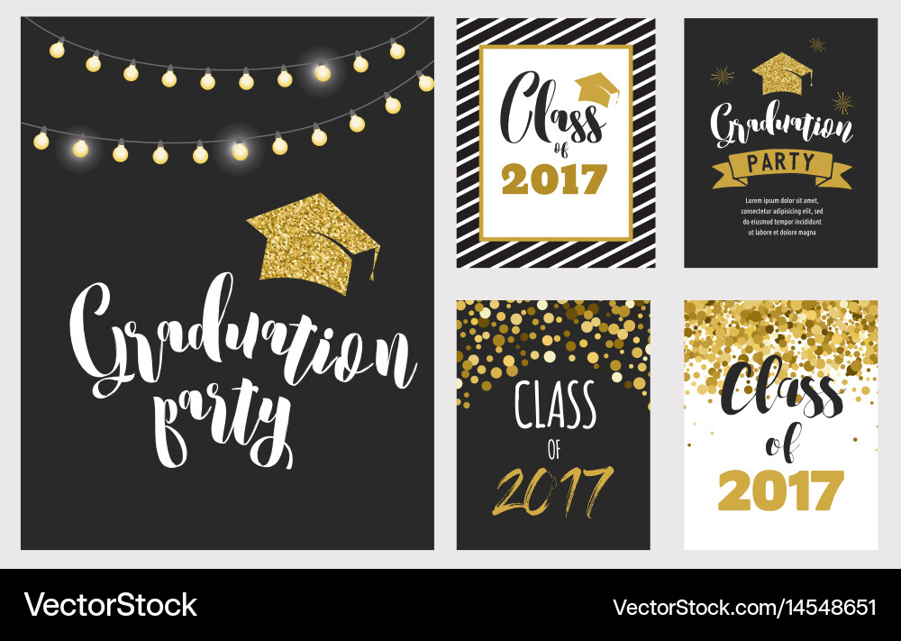 Graduation class of 2017 party invitations Vector Image