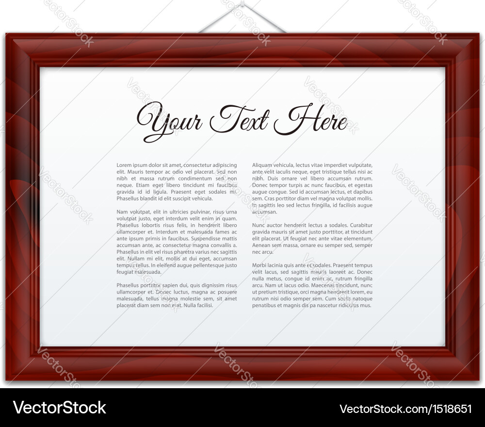 Horizontal dark wooden frame isolated on white Vector Image