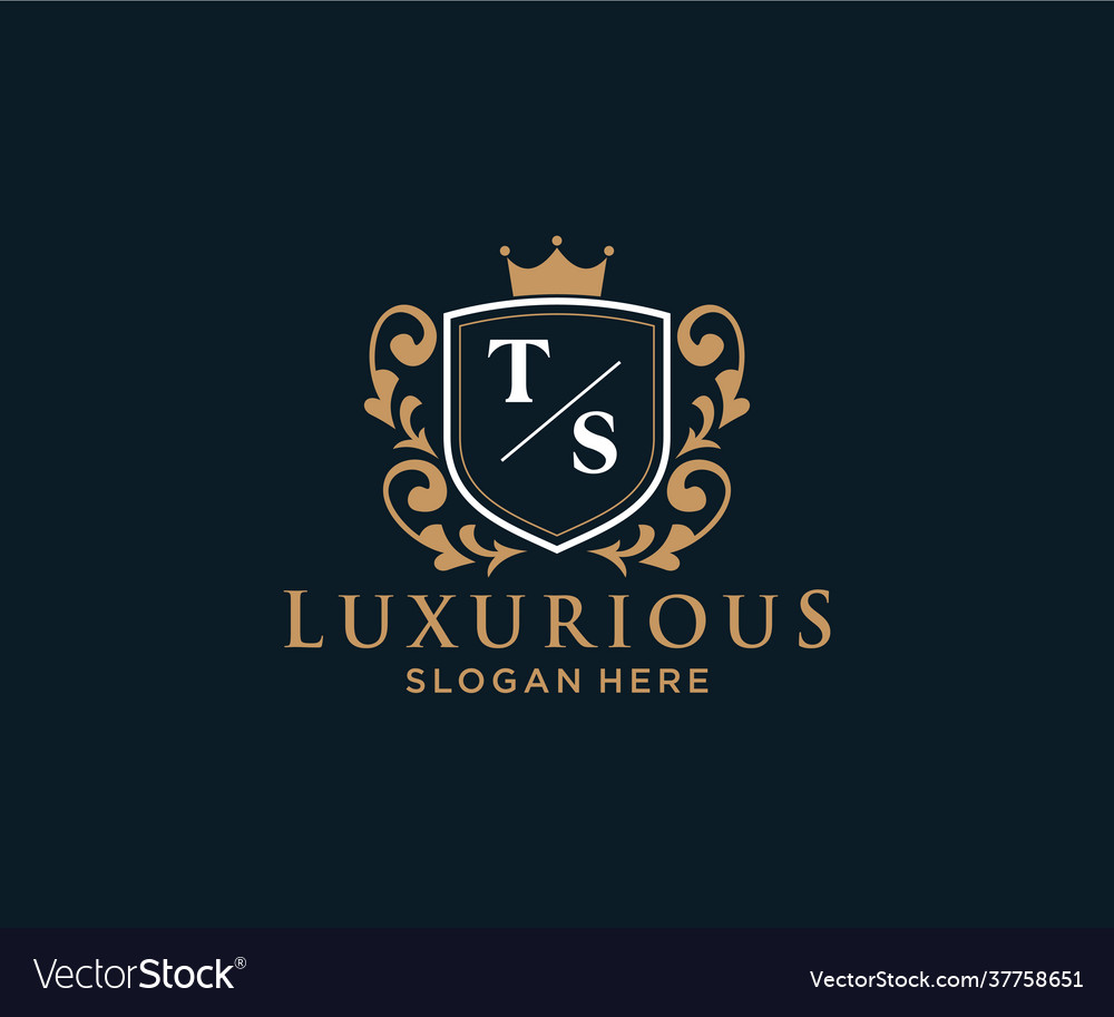 Initial ts letter royal luxury logo template Vector Image