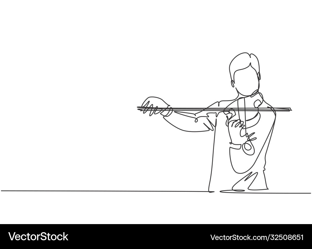 One single line drawing male violinist Royalty Free Vector