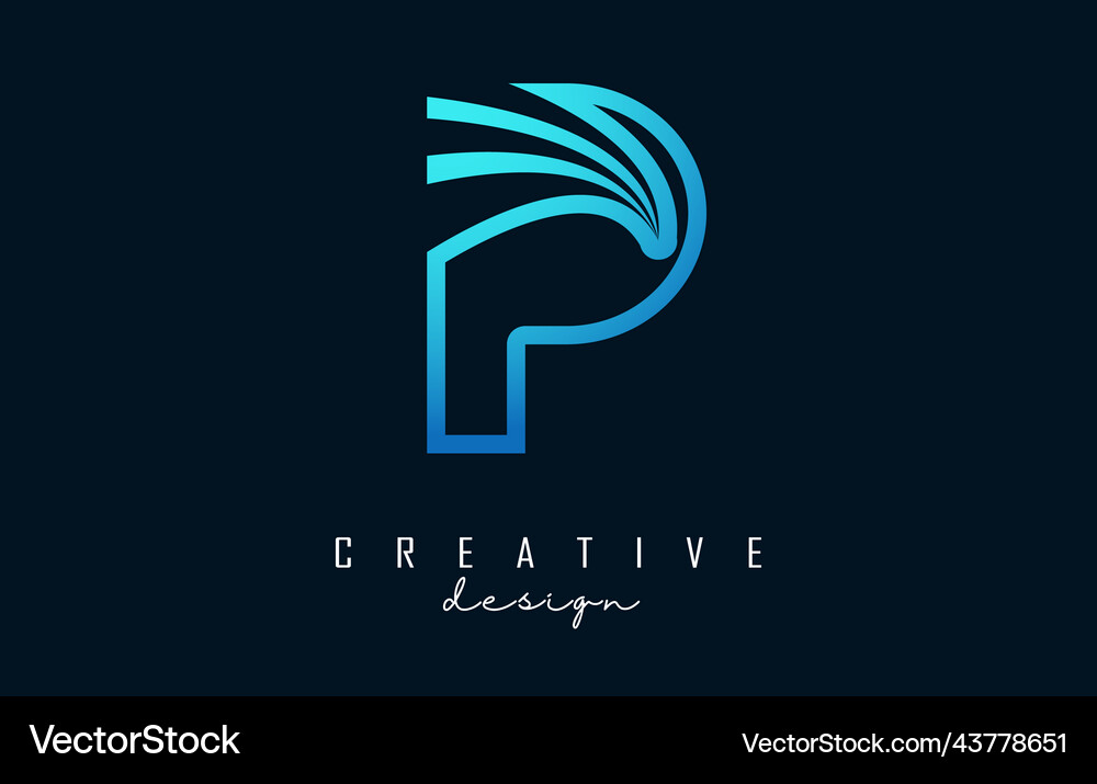 Outline creative letter p logo with leading lines Vector Image