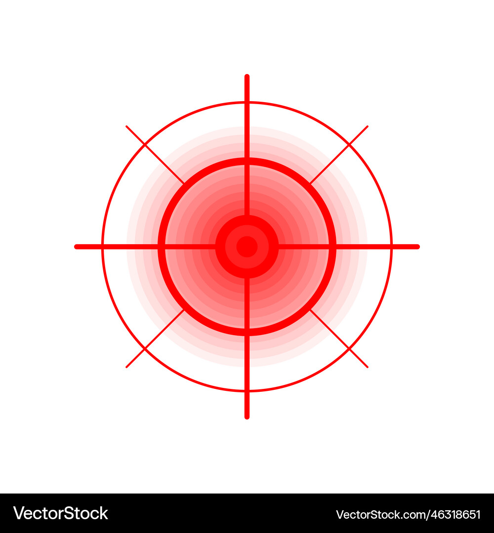 Pain red circle icon ache point target radial Vector Image