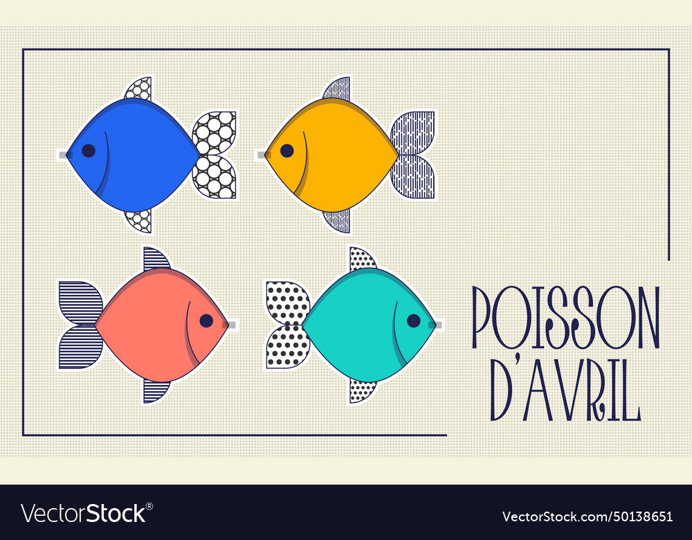 Poisson davril french april fools day banner fish Vector Image