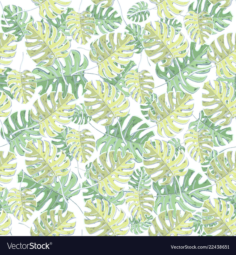 Seamless pattern with monstera leaves Royalty Free Vector