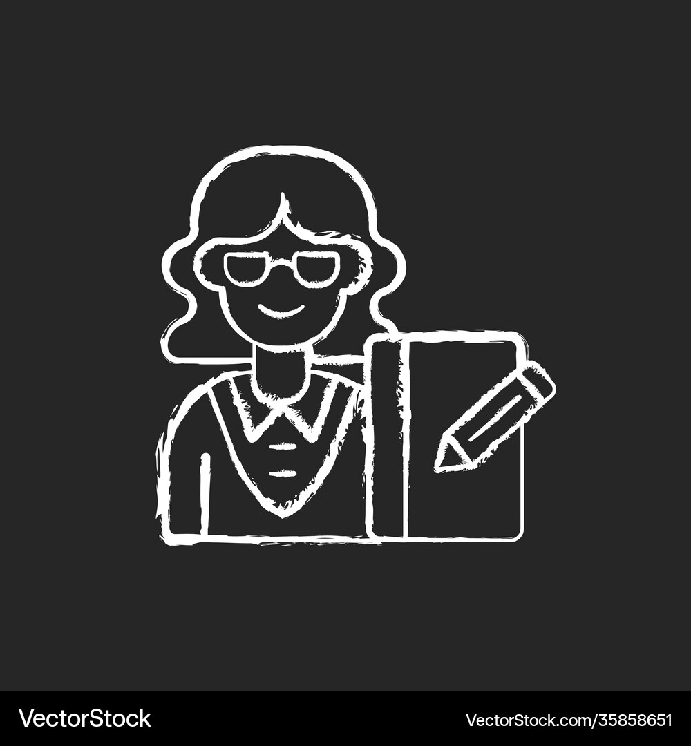 Secretary chalk white icon on black background Vector Image