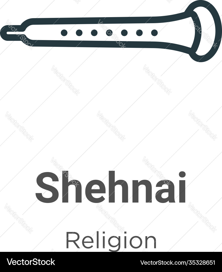 Shehnai outline icon thin line black Royalty Free Vector