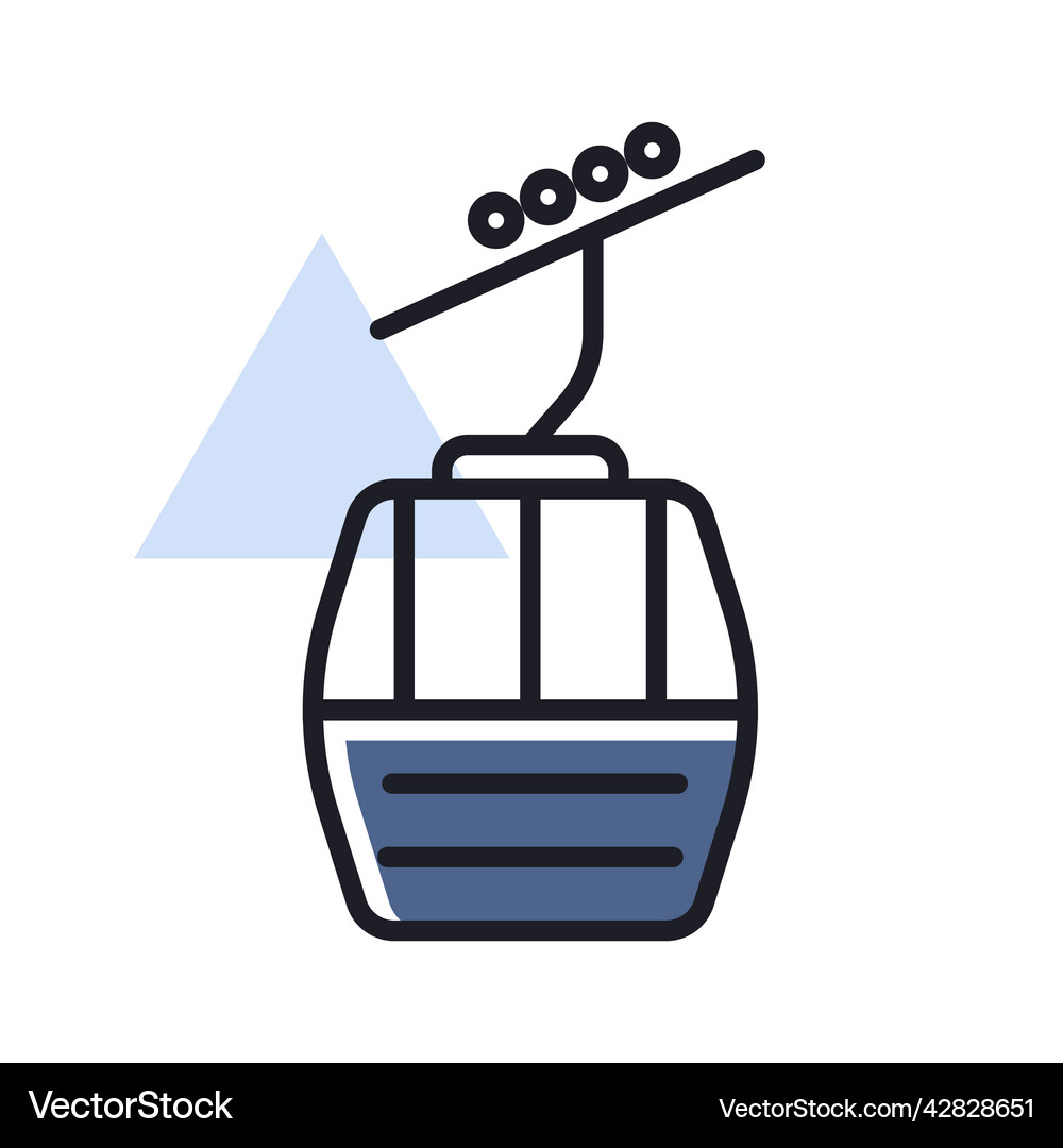 Ski lift gondola flat isolated icon Royalty Free Vector