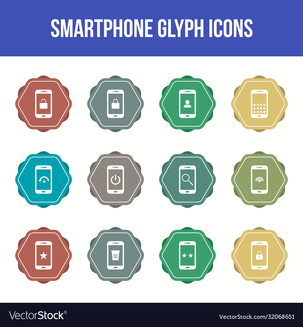 Unique smartphone glyph icon set Royalty Free Vector Image
