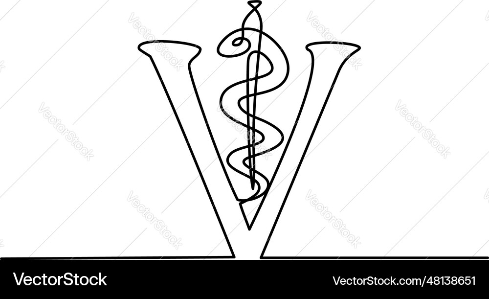 Veterinary symbol - caduceus snake with stick Vector Image