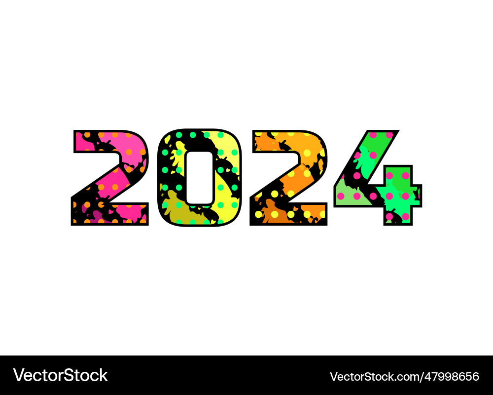 2024 colorful abstract number or text Royalty Free Vector