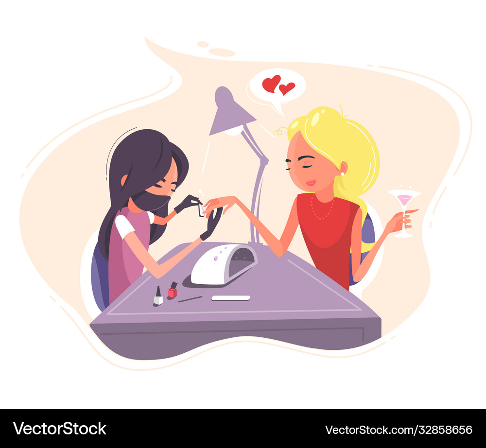 Contended woman nail master making natural Vector Image