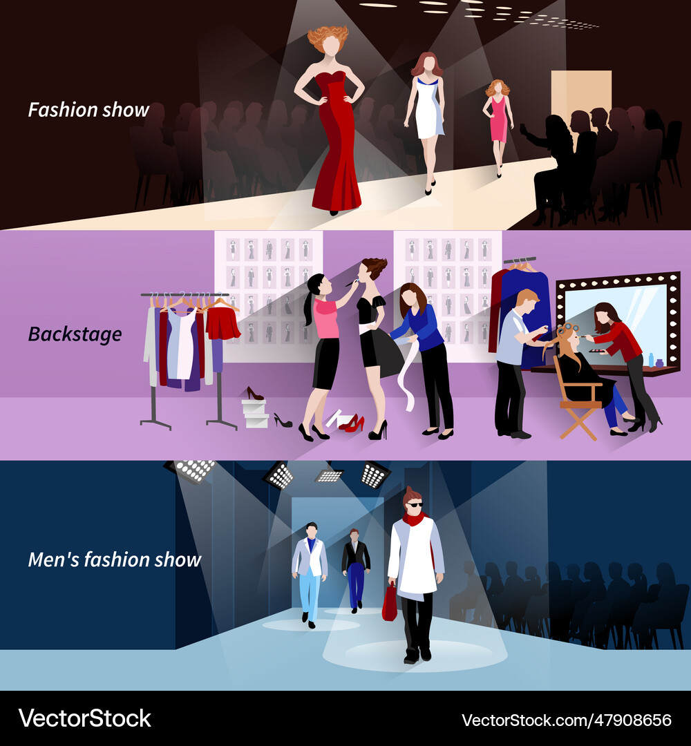 Fashion model catwalk banner set model Royalty Free Vector