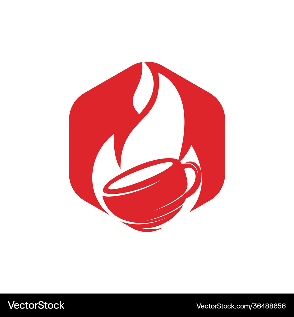 Fire flame hot roasted coffee logo design Vector Image