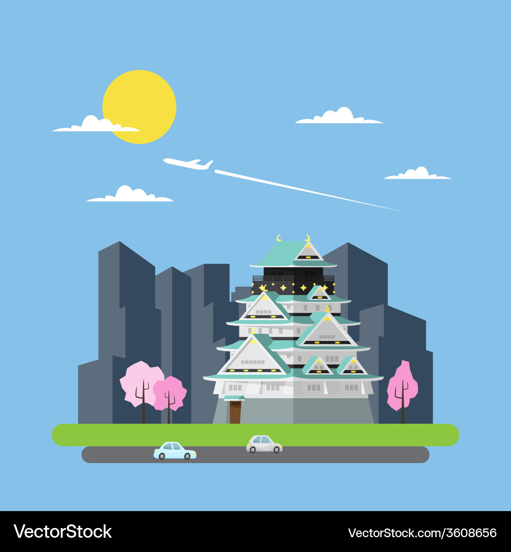 Flat design of japan castle Royalty Free Vector Image