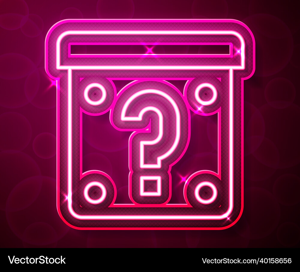 Glowing neon line mystery box or random loot box Vector Image