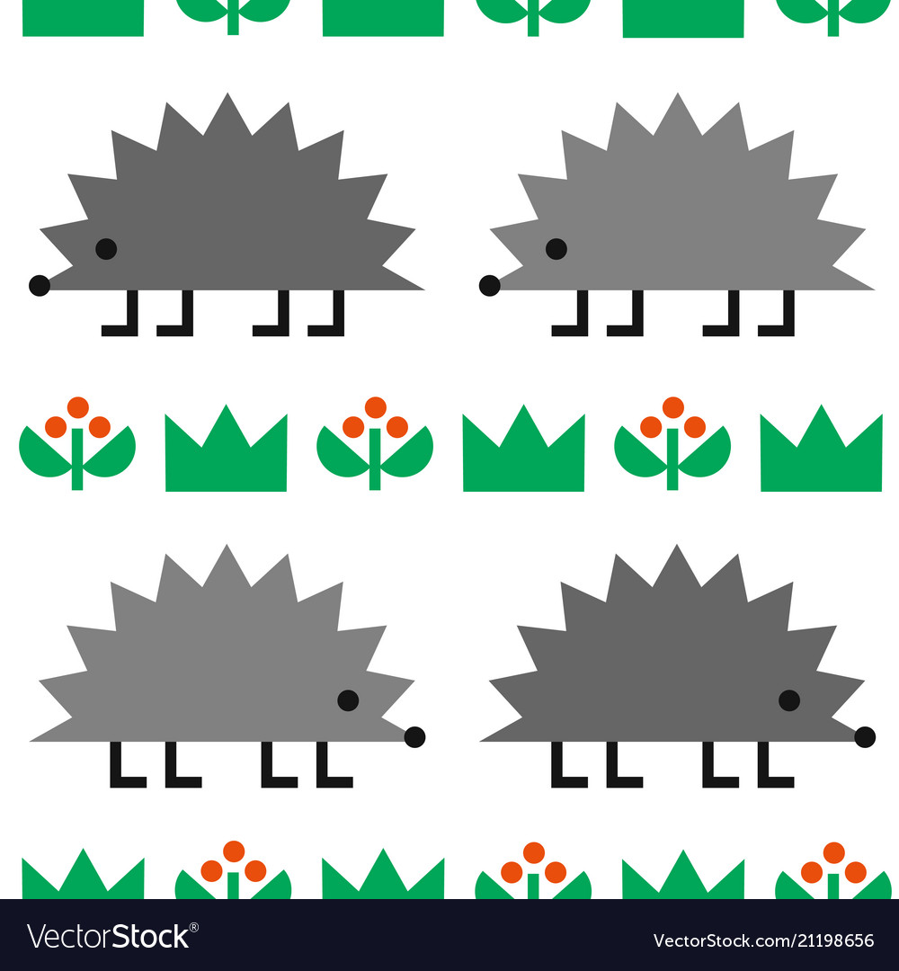 Hedgehogs colored geometric shape seamless pattern