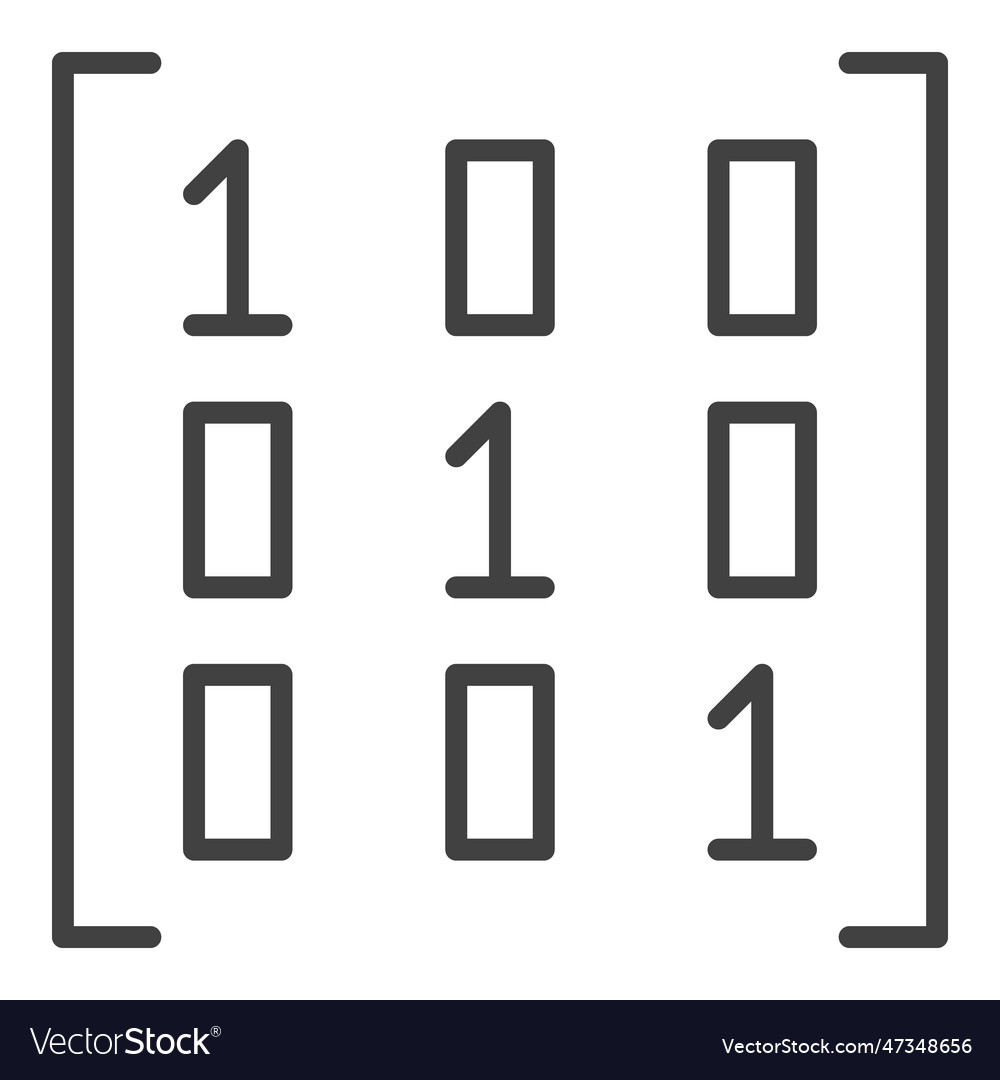 Mathematics Matrix Concept Thin Line Icon Or Sign Vector Image