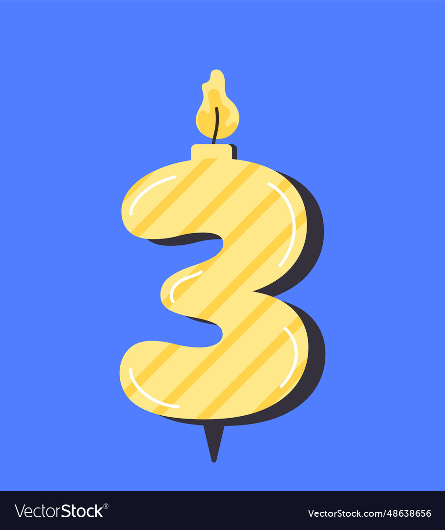Numbered birthday candle 3 concept Royalty Free Vector Image