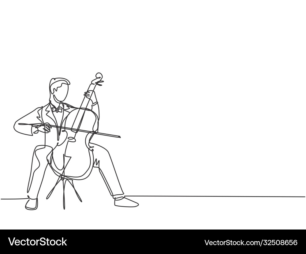 One single line drawing young happy male Vector Image