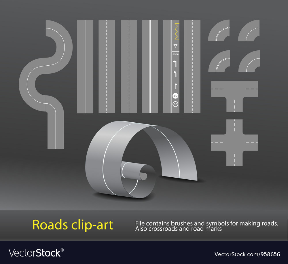 Road elements set Royalty Free Vector Image - VectorStock